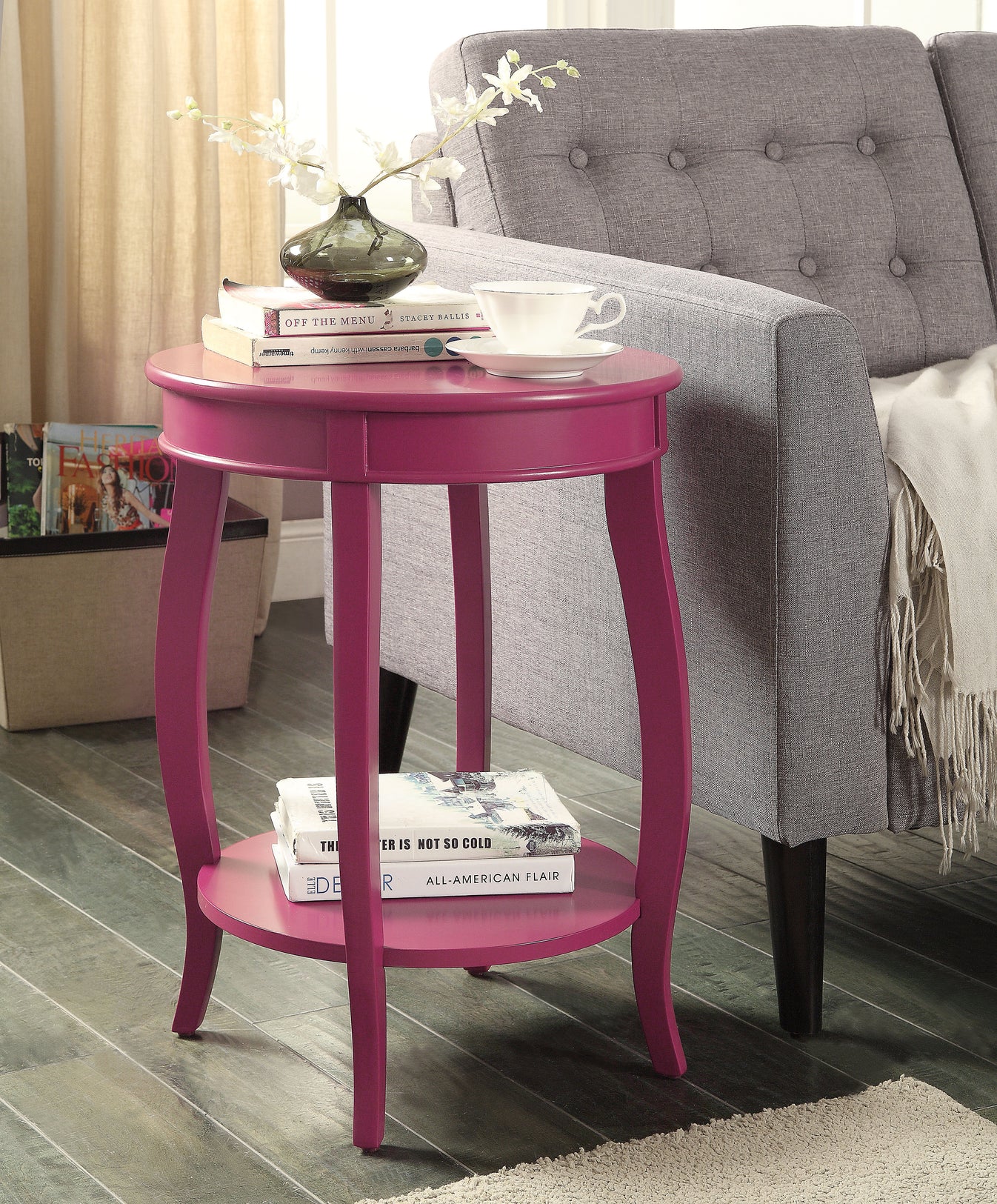 Aberta Purple color Accent Table with 1 Layer of Storage | FredCo