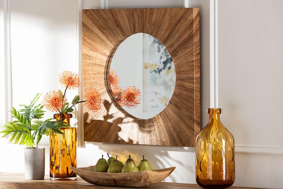 bali & pari Mosa Bohemian Pealed Grasscloth Accent Mirror | FredCo