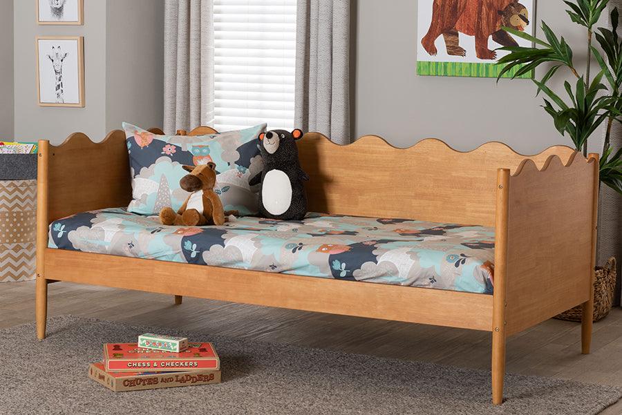 Baxton Studio Malaya Modern Oak Brown Wood Twin Daybed with Scalloped ...