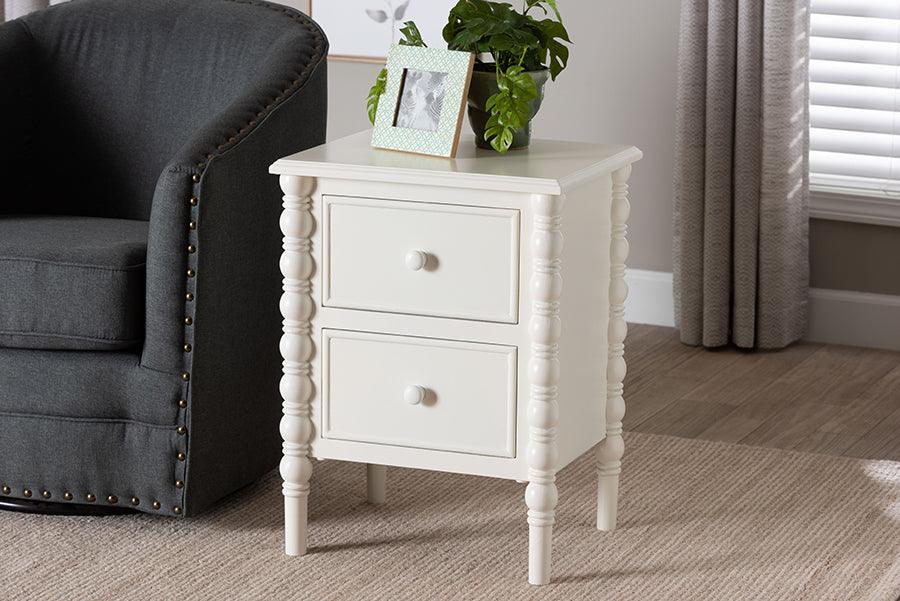 Baxton Studio Malinda Classic White Wood 2-Drawer End Table with ...