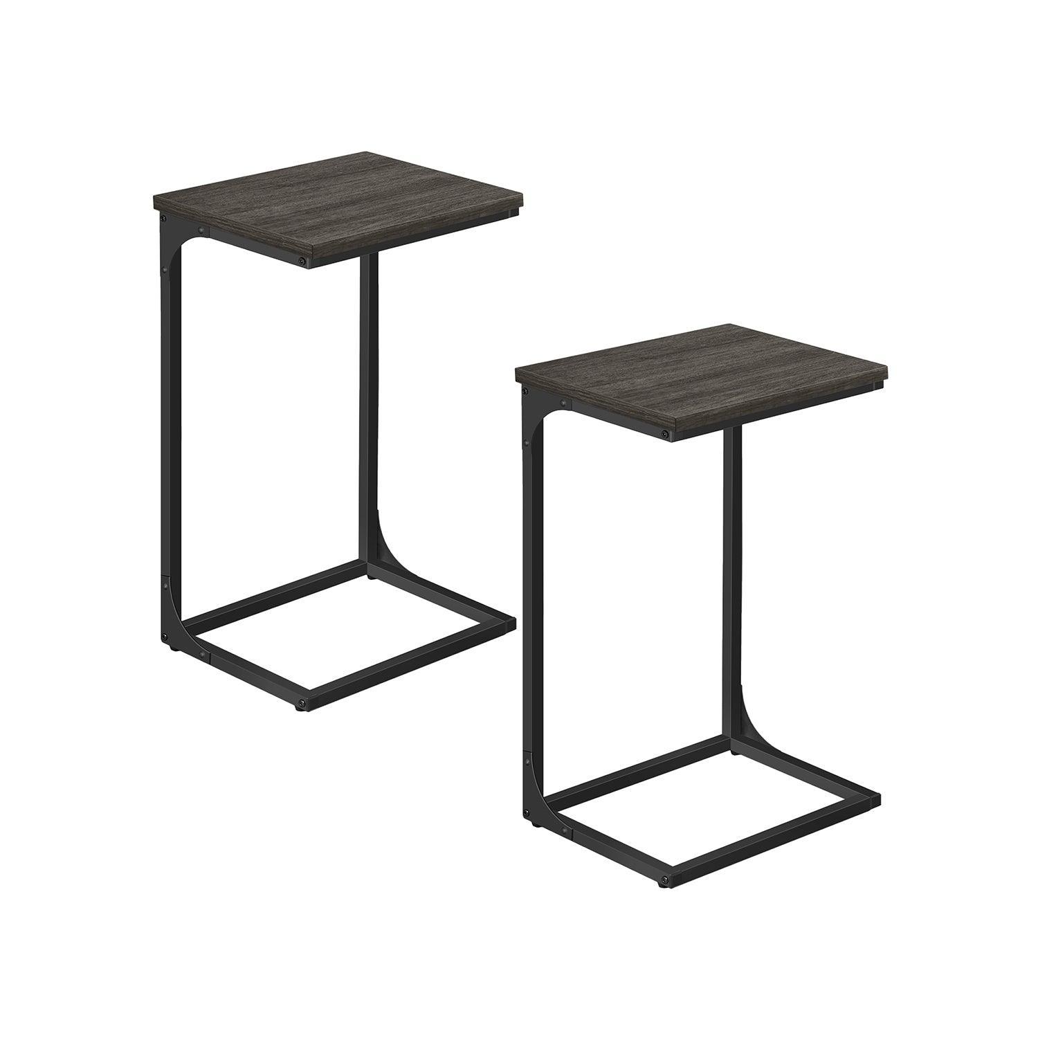 C-Shaped End Table Ebonized Oak Finish and Black | FredCo