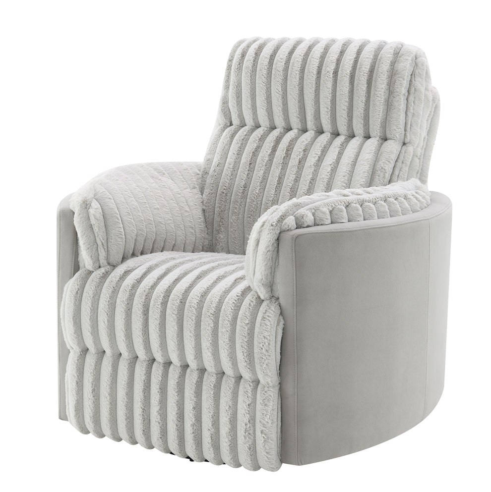 Emee Gray Corduroy Glider Recliner w/ Swivel