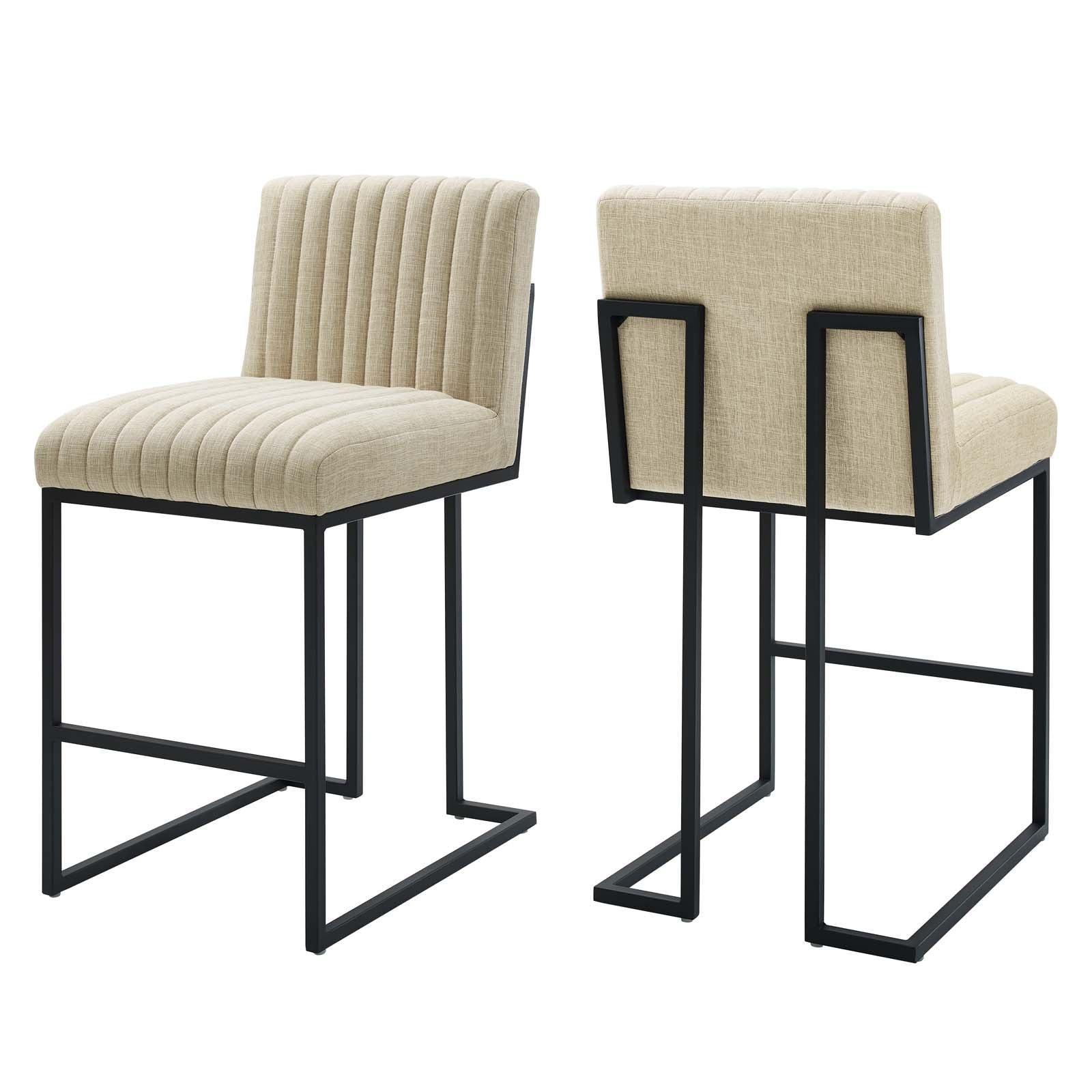 Modway Indulge Channel Tufted Fabric Counter Stools - Set of 2 | FredCo