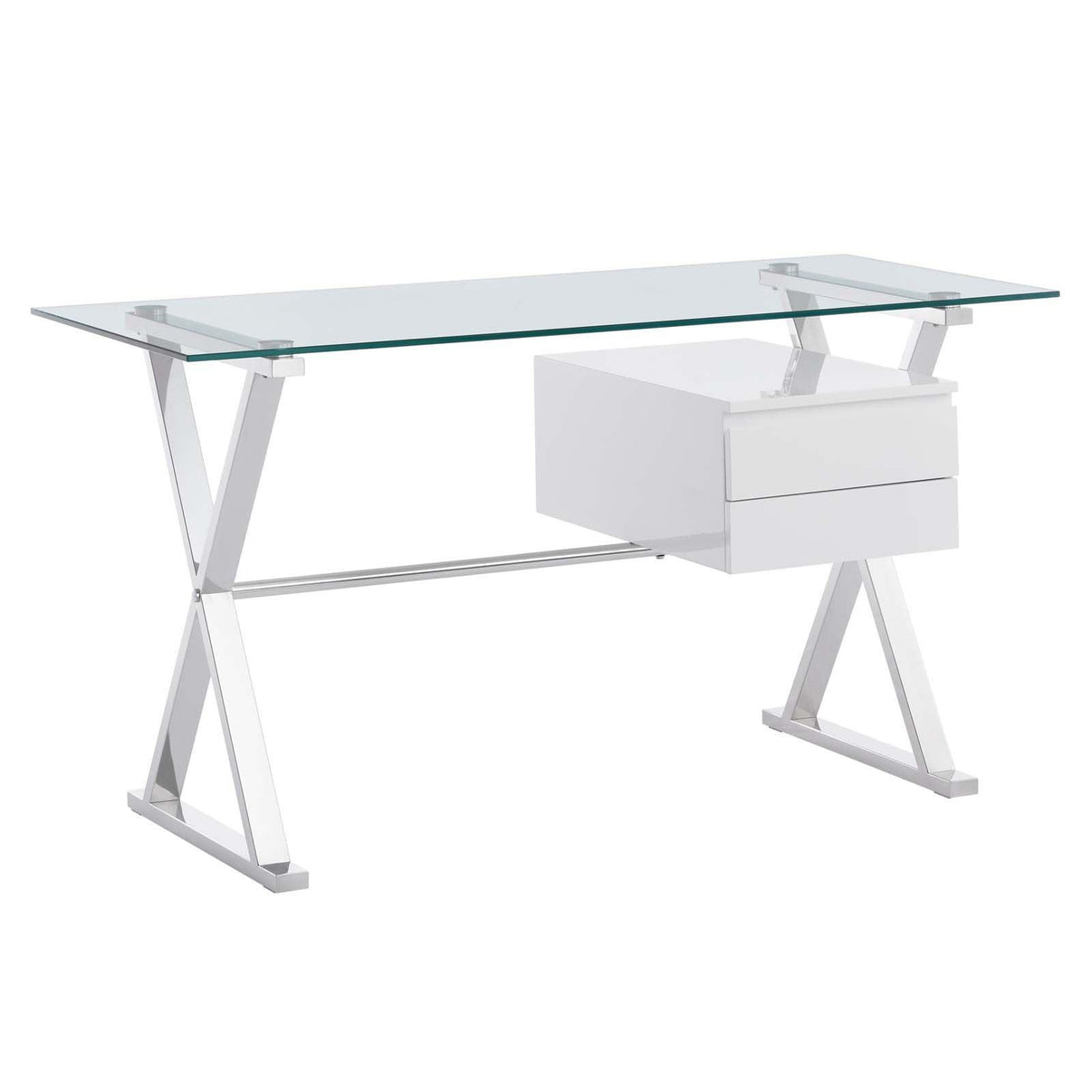 Modway Sector 56" Glass Top Glass Office Desk | FredCo