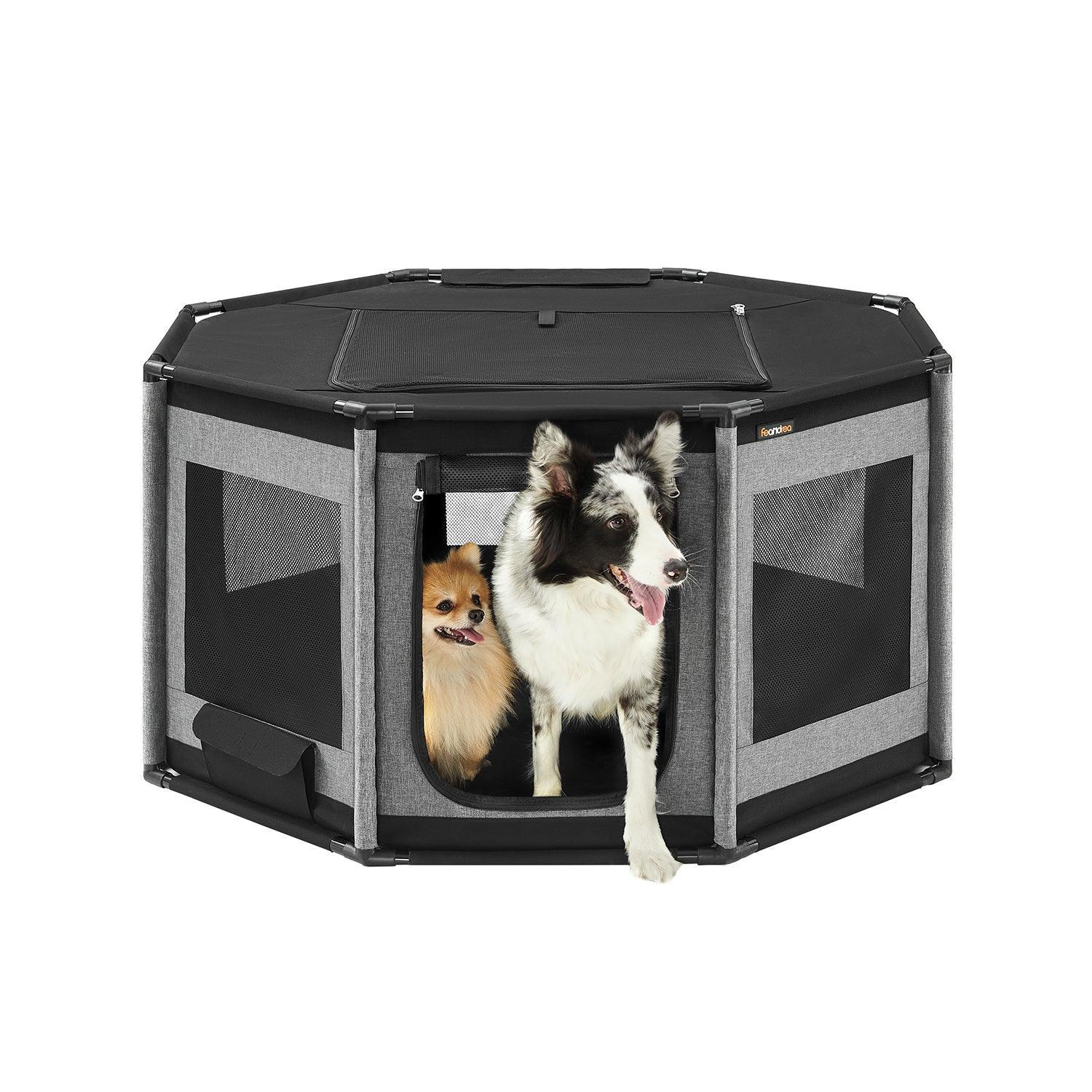Octagon Dog Playpen L Slate Gray and Ink Black | FredCo