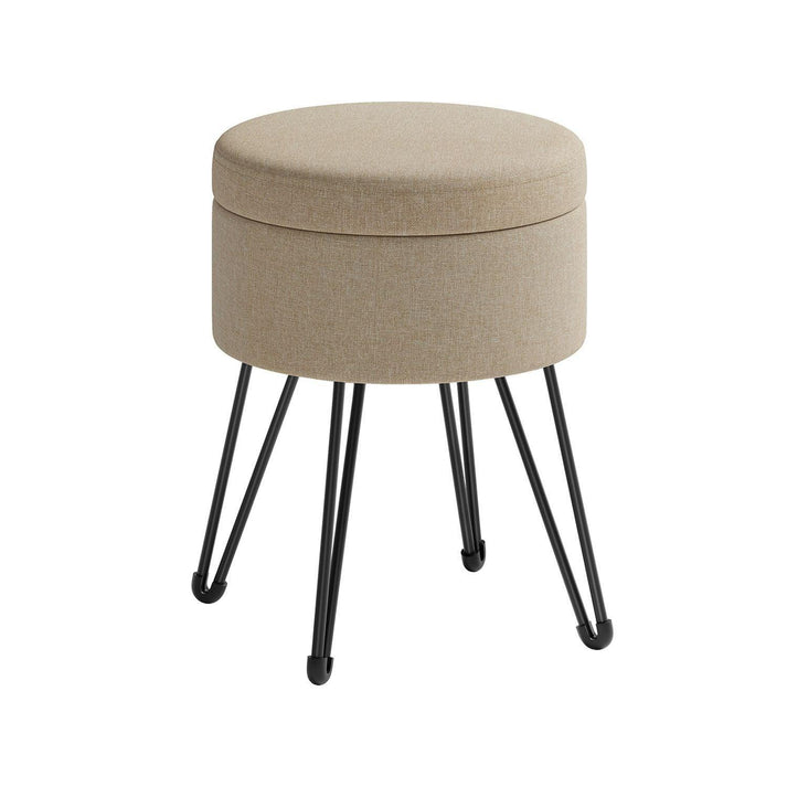 Small Vanity Stool Chair with Storage Camel Brown | FredCo