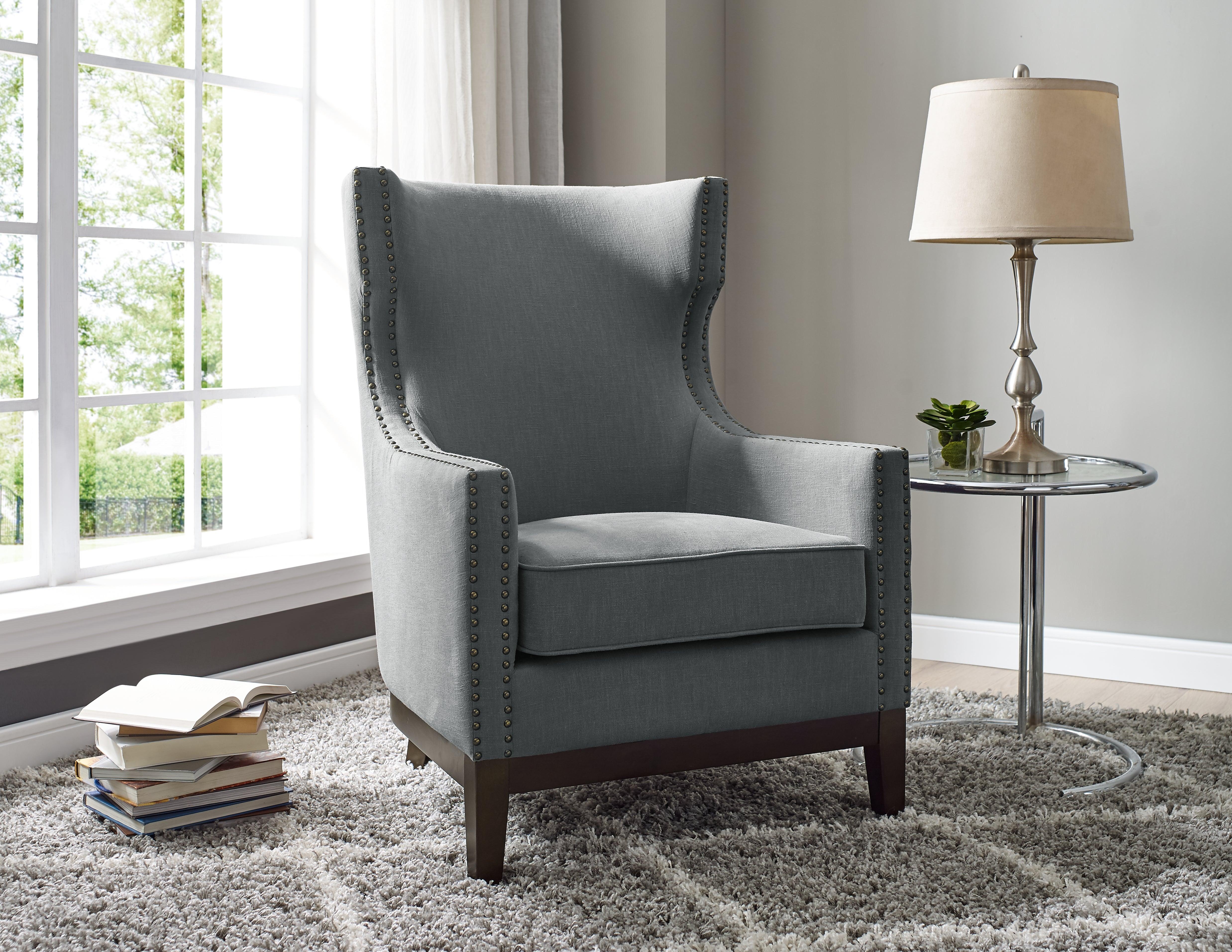 Steve Silver Roswell - Linen Wingback Chair - Dark Gray RW850ACG | FredCo