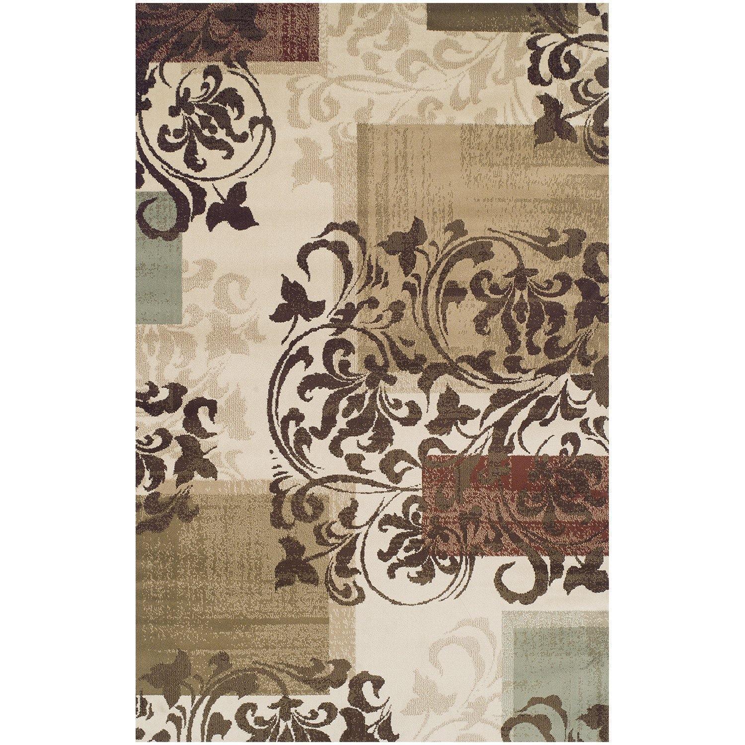 Storyville Mid-Century Modern Geometric Floral Scroll Rug | FredCo