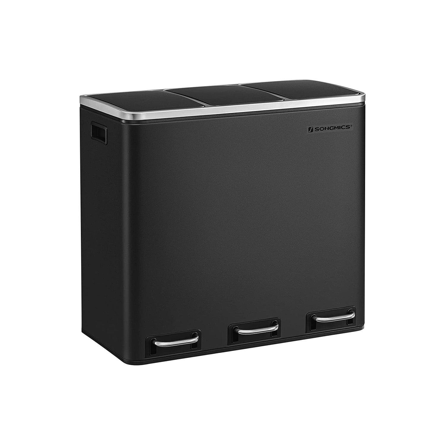 Trash Can with 3 Compartments Black | FredCo