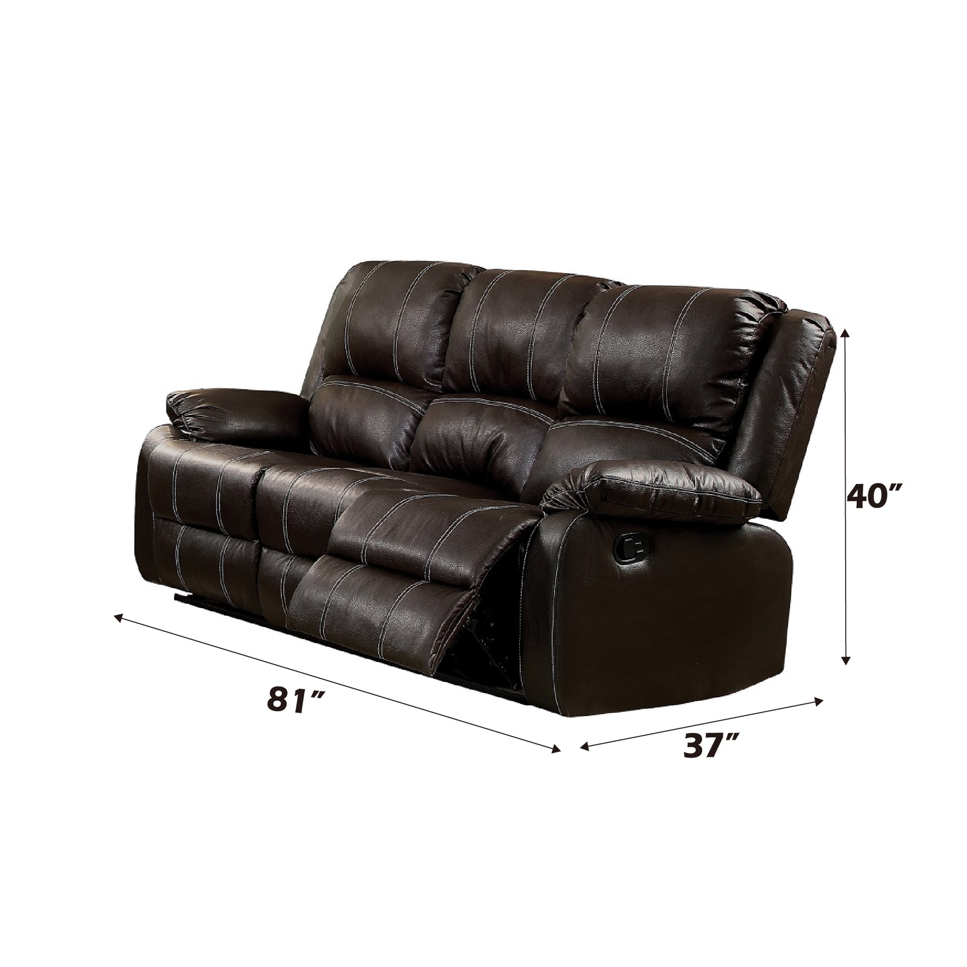 Zuriel Brown Synthetic Leather Recliner Sofa | FredCo