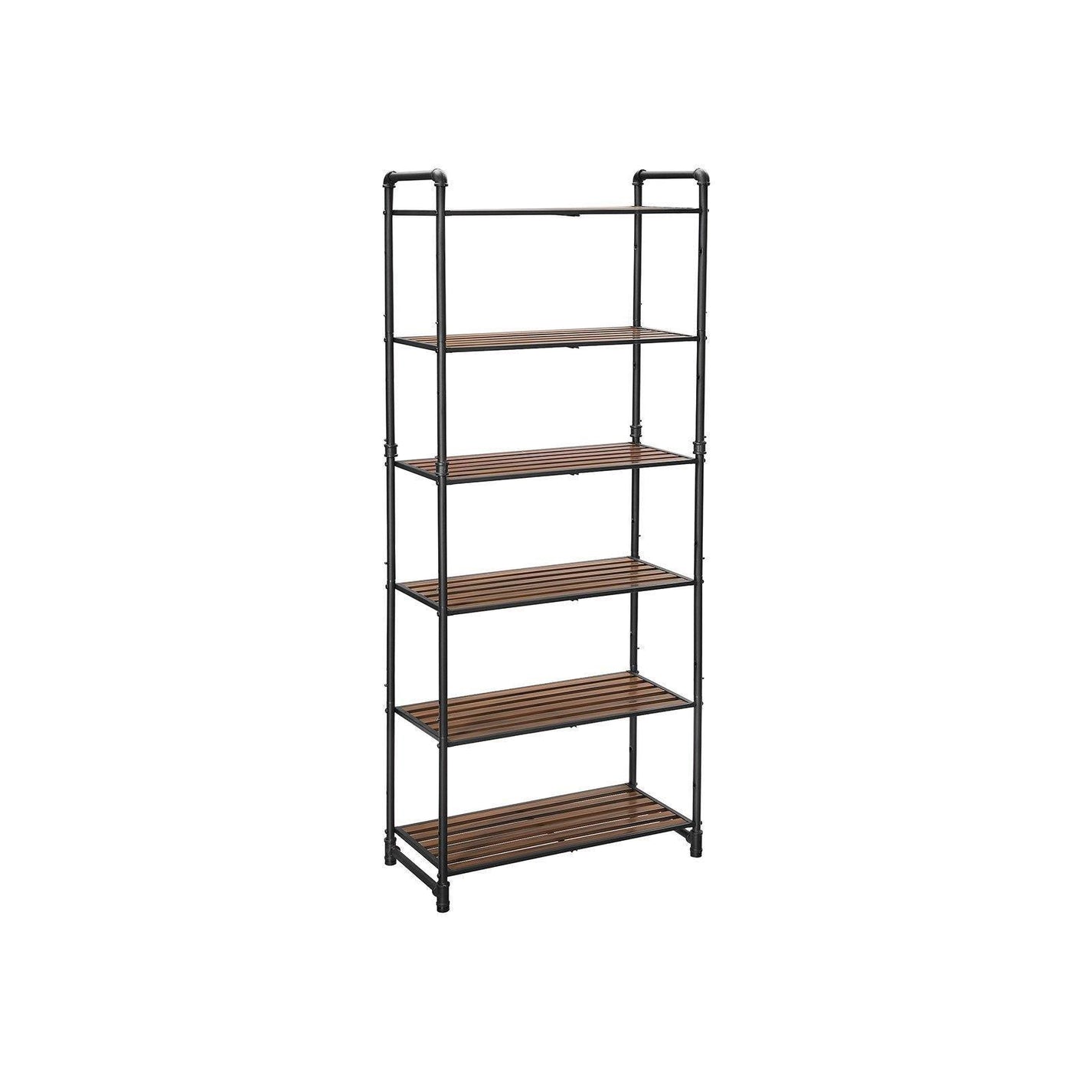 6-Tier Storage Rack Rustic Brown and Black | FredCo