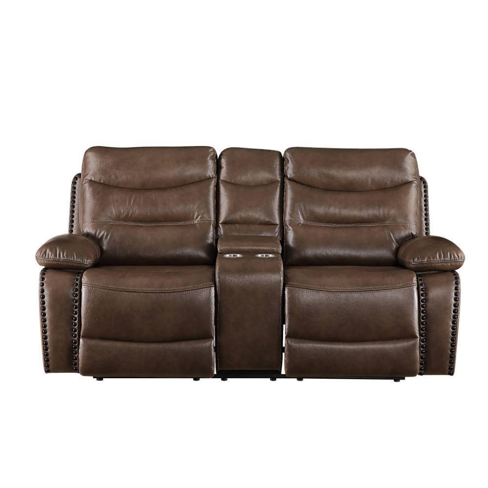 ACME Aashi Loveseat w/Console (Motion), Brown Leather-Gel Match | FredCo