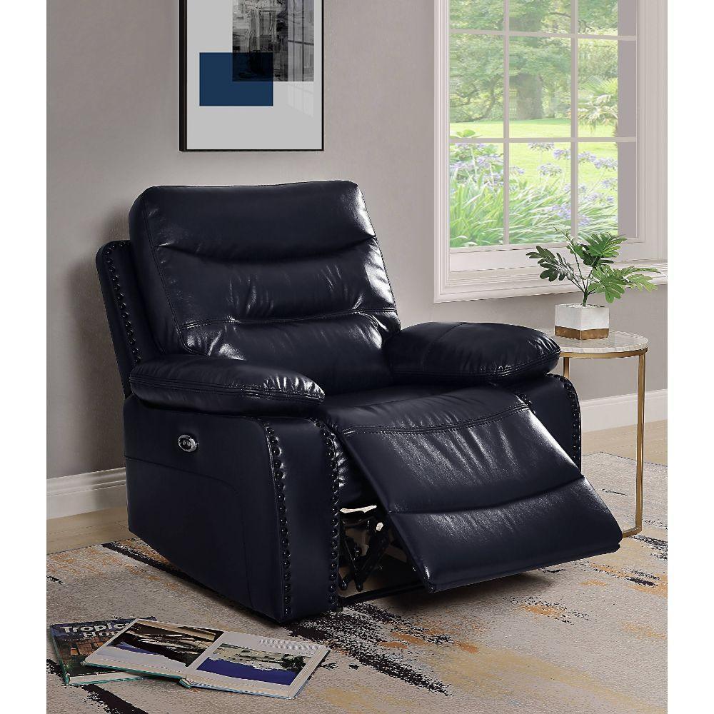 ACME Aashi Recliner (Power Motion), Navy Leather-Gel Match | FredCo
