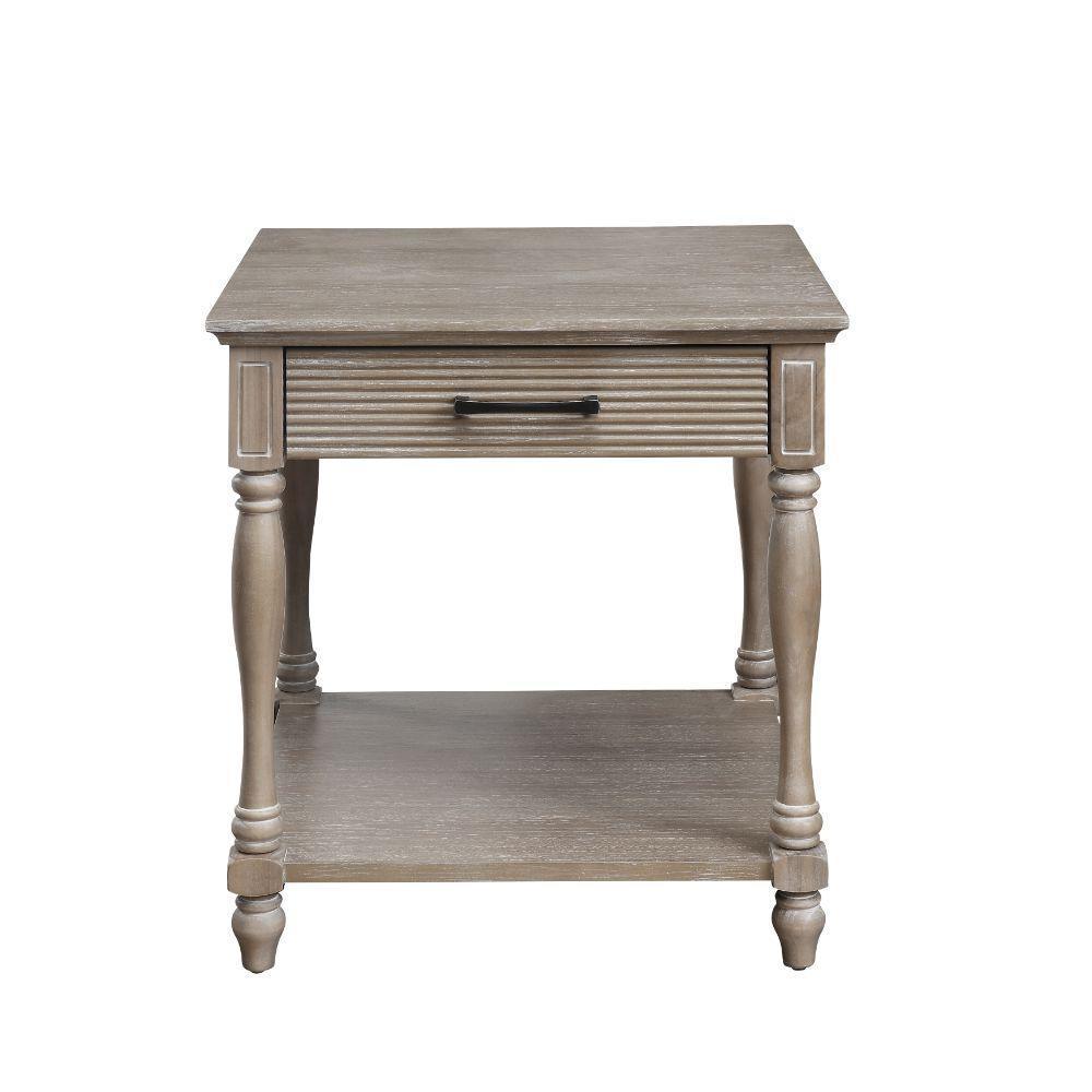ACME Ariolo End Table, Antique White | FredCo