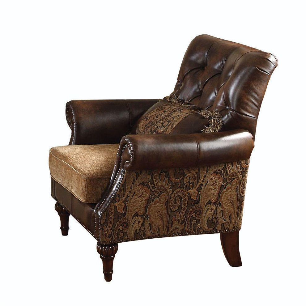 ACME Dreena Chair w/1 Pillow, PU & Chenille
