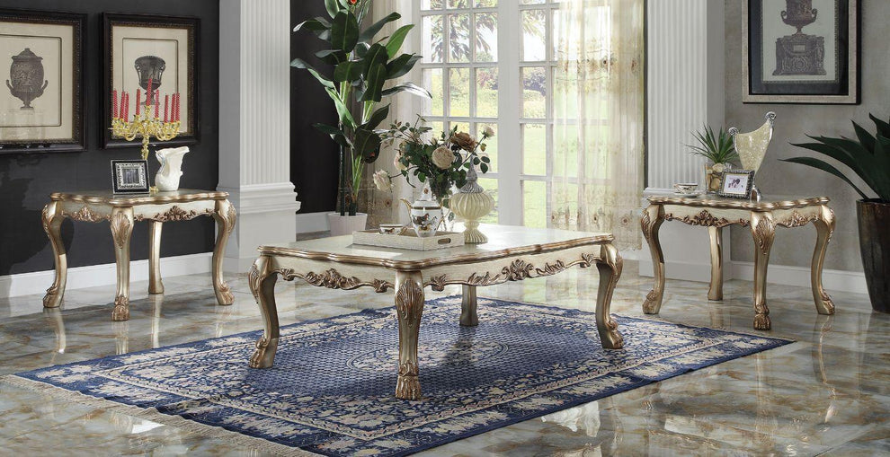 ACME Dresden Coffee Table, Gold Patina & Bone | FredCo