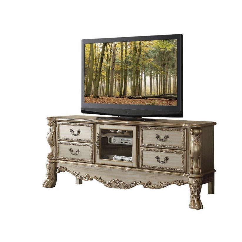 ACME Dresden TV Console, Gold Patina & Bone