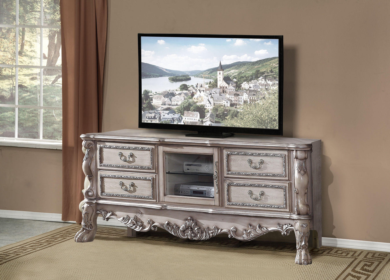 ACME Dresden TV Console, Vintage Bone White