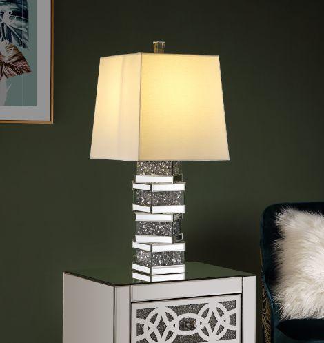 ACME Noralie Table Lamp 2, Mirrored & Faux Diamonds | FredCo