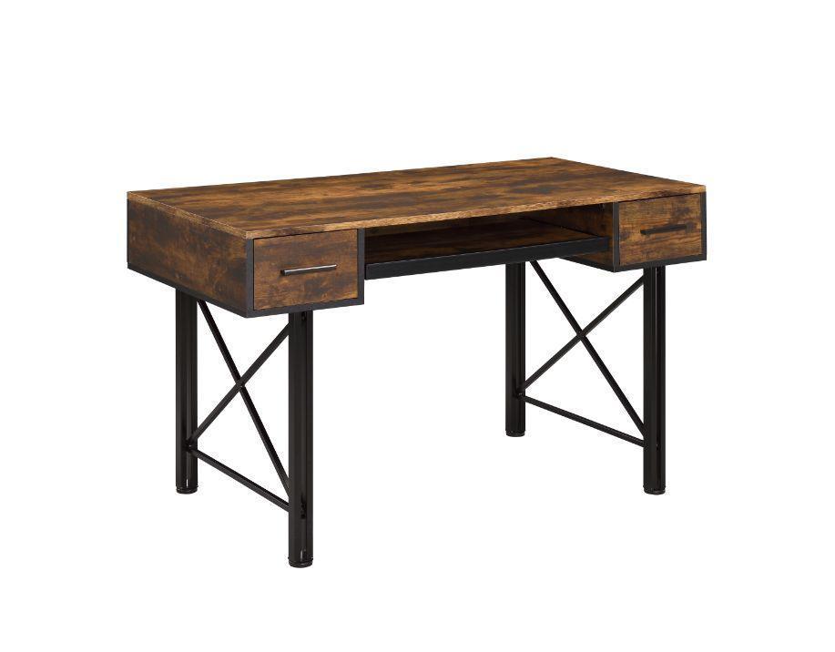 ACME Settea Computer Desk, Weathered Oak & Black Finish | FredCo