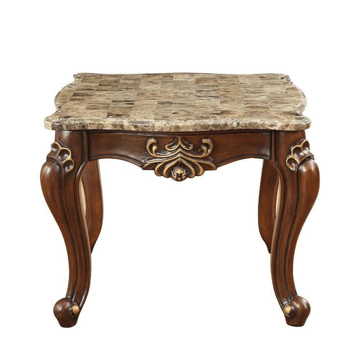 ACME Shalisa End Table, Marble & Walnut | FredCo