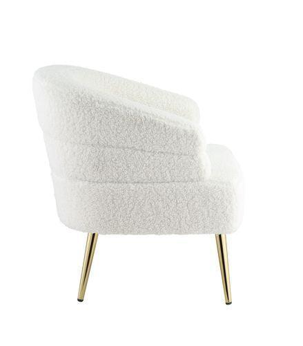 ACME Trezona Accent Chair, White Faux Sherpa | FredCo