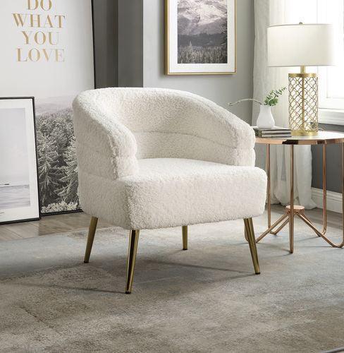 ACME Trezona Accent Chair, White Faux Sherpa | FredCo