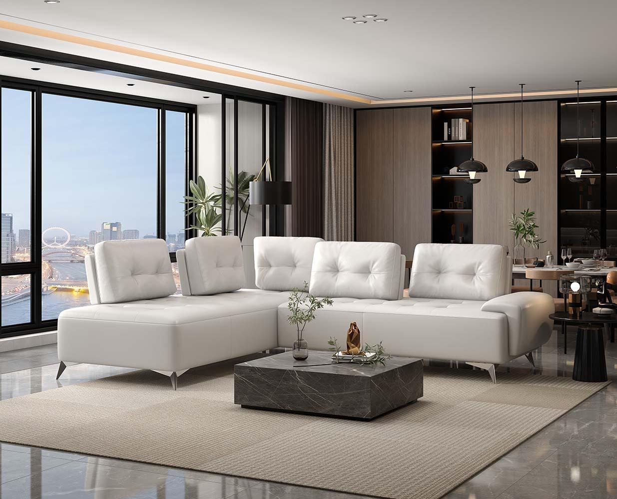 ACME Turano Sectional Sofa , Pearl White Leather | FredCo
