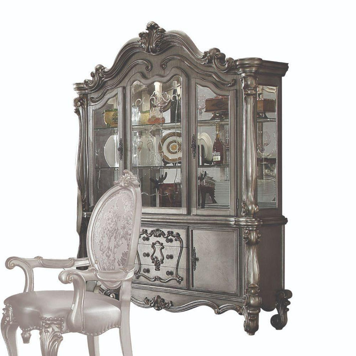 ACME Versailles Hutch & Buffet, Antique Platinum 66824 | FredCo