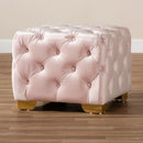 Avara Glam and Luxe Light Pink Velvet Fabric Upholstered Gold Finished ...