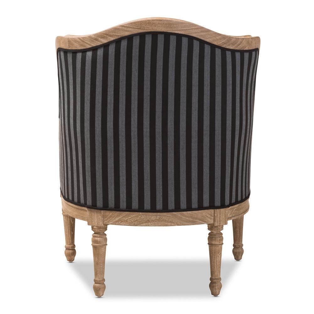 Charlemagne Traditional French Black and Grey Striped Accent Chair | FredCo