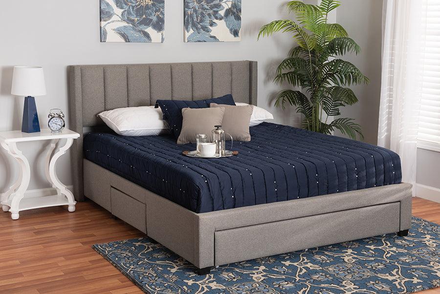 Coronado Mid-Century Modern Transitional Grey Fabric Full Size 3-Drawer ...
