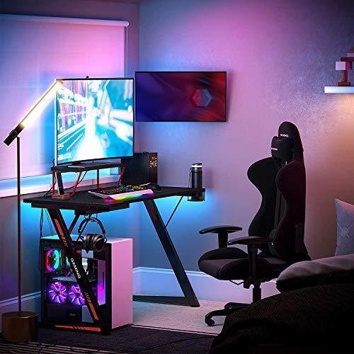 Gaming Desk with Monitor Stand and Hooks | FredCo