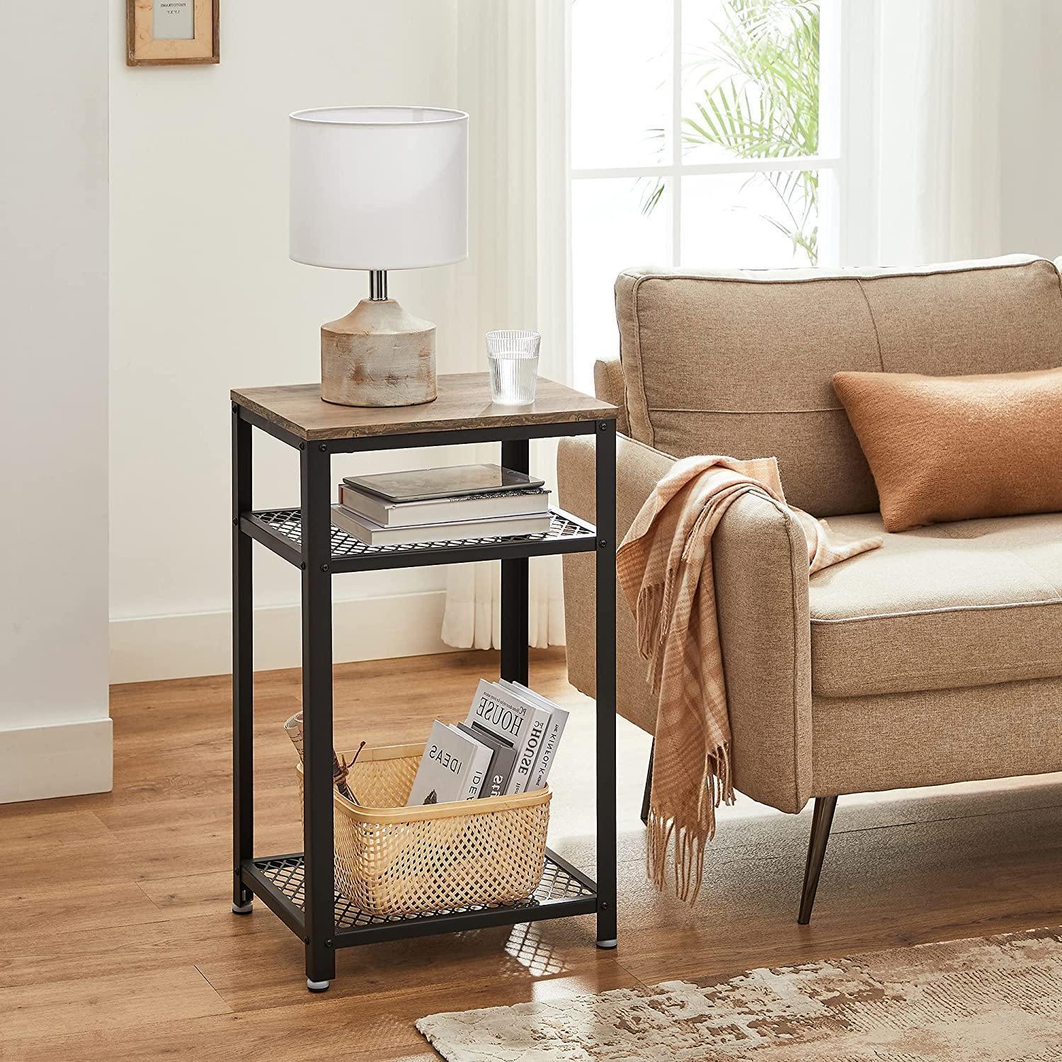 Greige Telephone Table with 2 Shelves