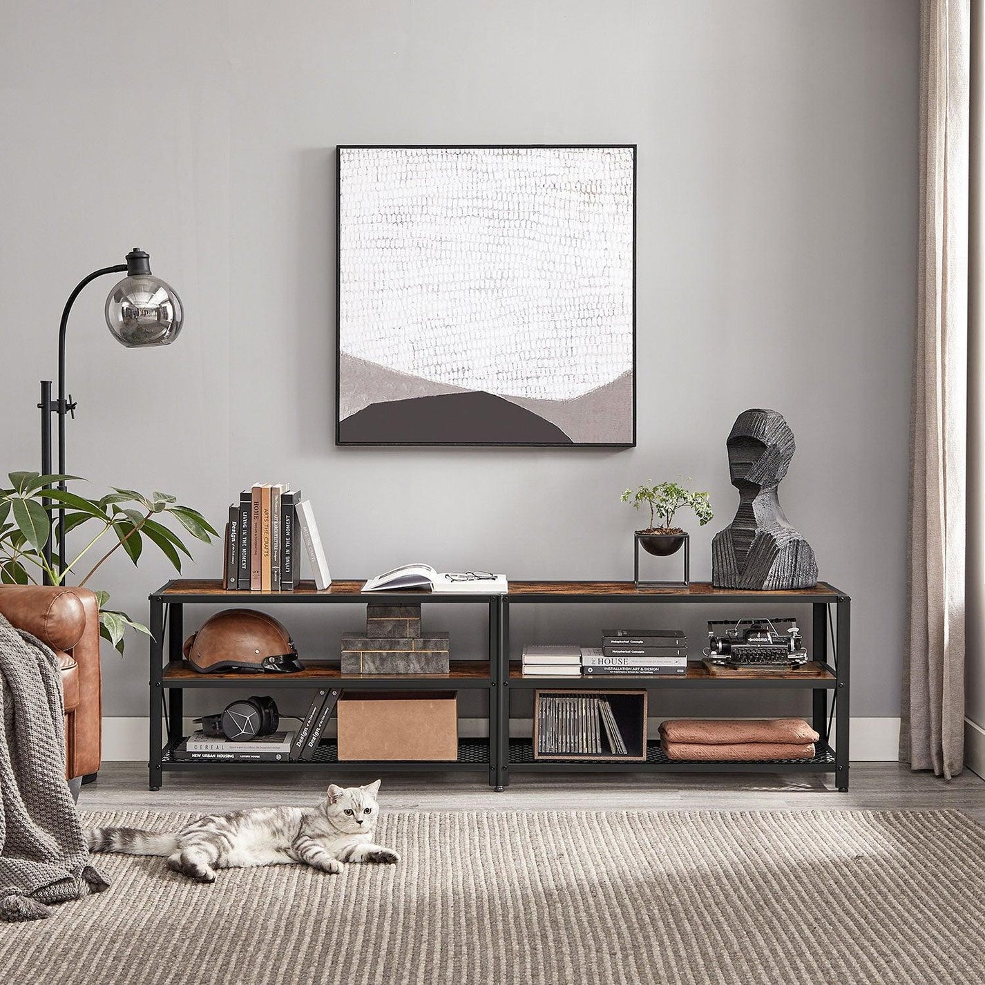 Industrial Brown Large TV Console Entertainment Center | FredCo
