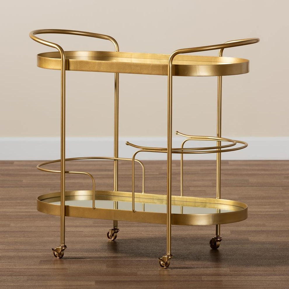 Kamal Modern and Contemporary Glam Brushed Gold Finished Metal and ...