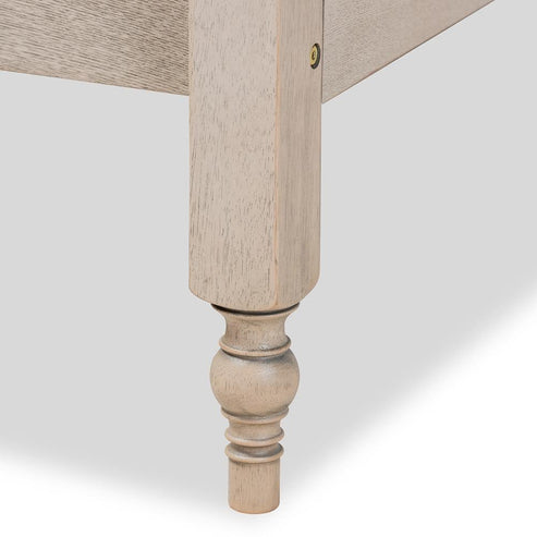 Laure French Bohemian Antique White Oak Finished Wood Full Size Platform Bed Frame | FredCo