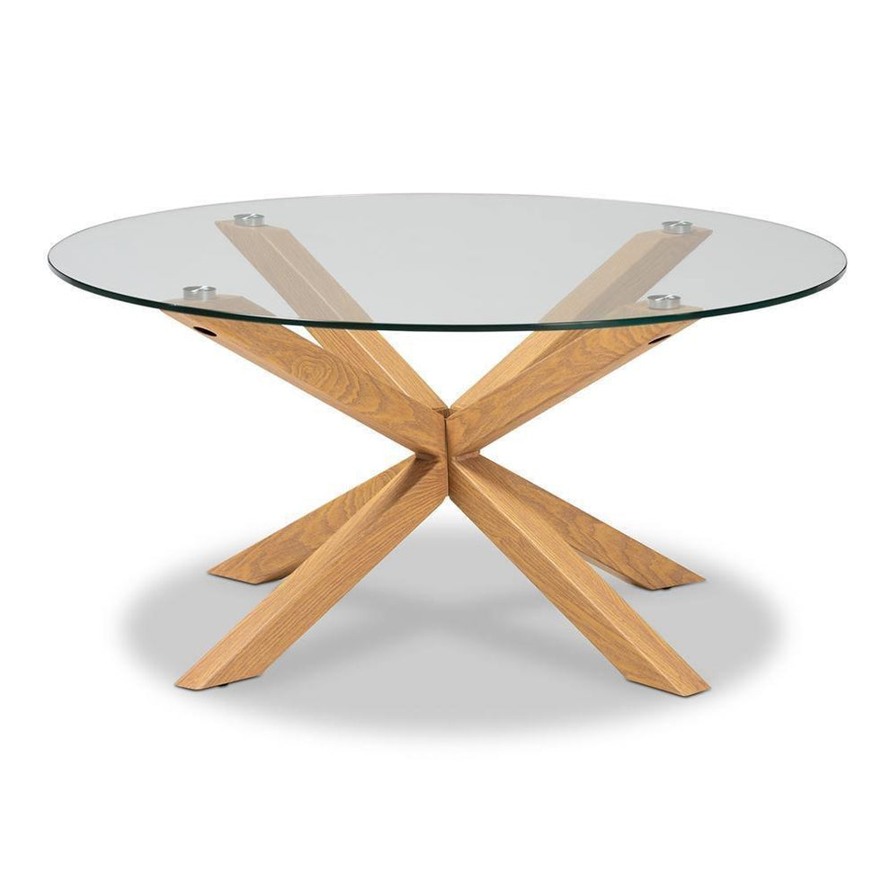 Lida Modern and Contemporary Glass and Wood Finished Coffee Table | FredCo