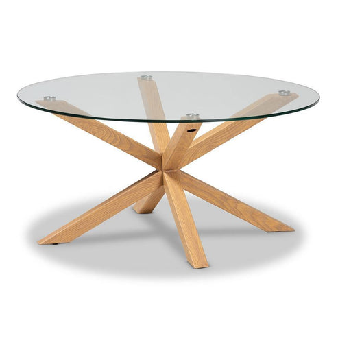 Lida Modern and Contemporary Glass and Wood Finished Coffee Table | FredCo