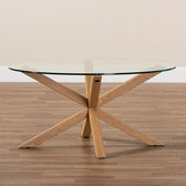 Lida Modern and Contemporary Glass and Wood Finished Coffee Table | FredCo
