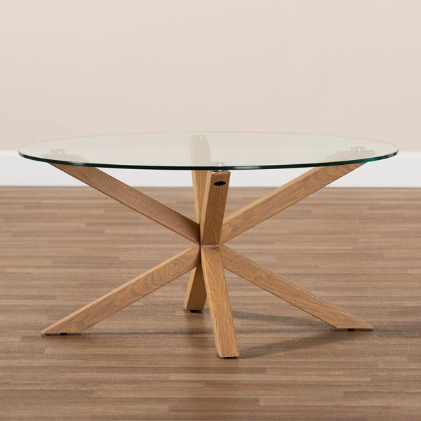 Lida Modern and Contemporary Glass and Wood Finished Coffee Table | FredCo