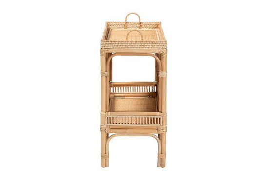 Lombok Modern Bohemian Natural Brown Rattan Console Table | FredCo
