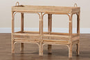 Lombok Modern Bohemian Natural Brown Rattan Console Table | FredCo