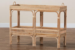 Lombok Modern Bohemian Natural Brown Rattan Console Table | FredCo