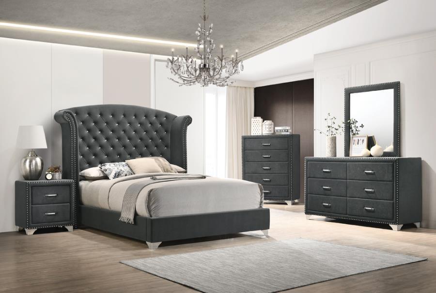 Melody 4-piece California King Tufted Upholstered Bedroom Set Grey ...