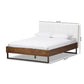 Mitchell Rustic Industrial Walnut Wood White Faux Leather Dark Bronze ...