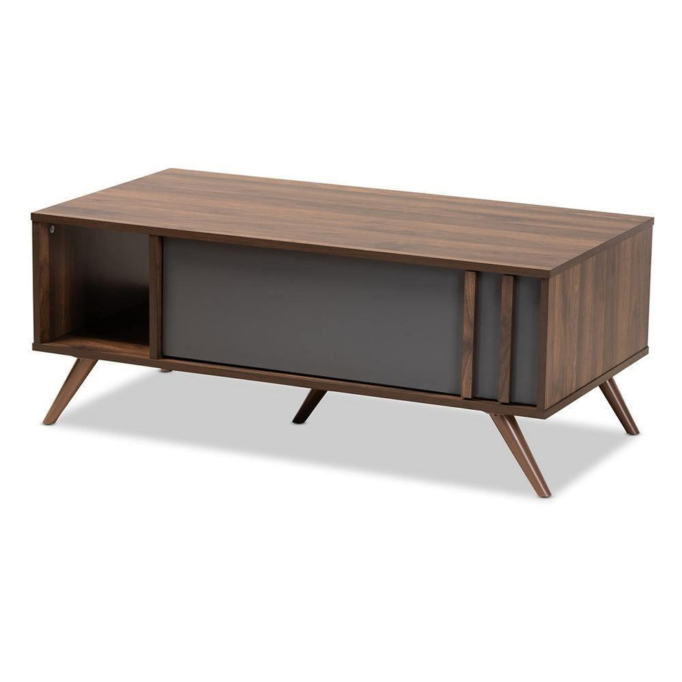 Naoki Modern and Contemporary Two-Tone Grey and Walnut Finished Wood 1 ...
