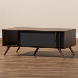 Naoki Modern and Contemporary Two-Tone Grey and Walnut Finished Wood 1 ...