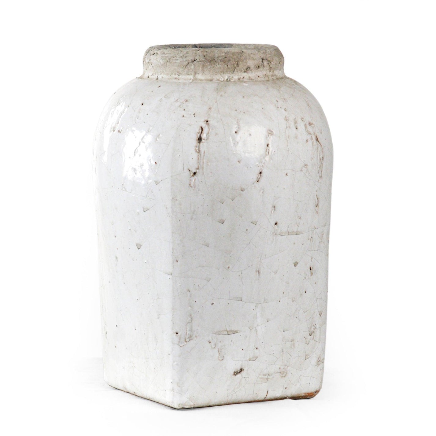 Partially Glazed Off-White Jar (4977M A25A)