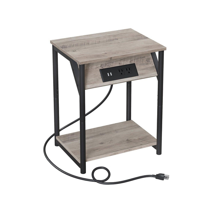 Plug-in Series Side Table, USB, Greige